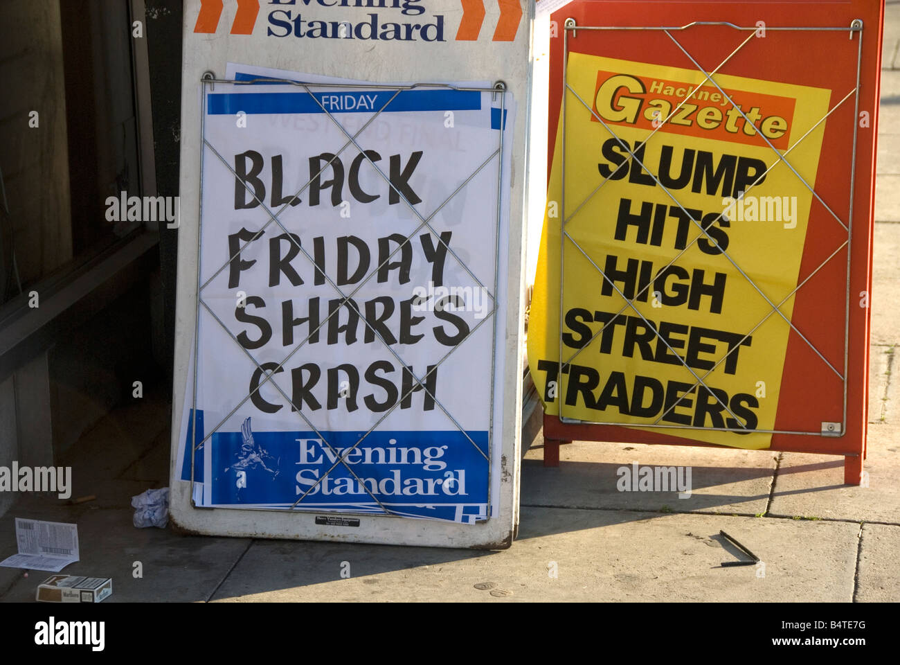 Hackney London October 2008 Newspaper hoarding with headline Black ...