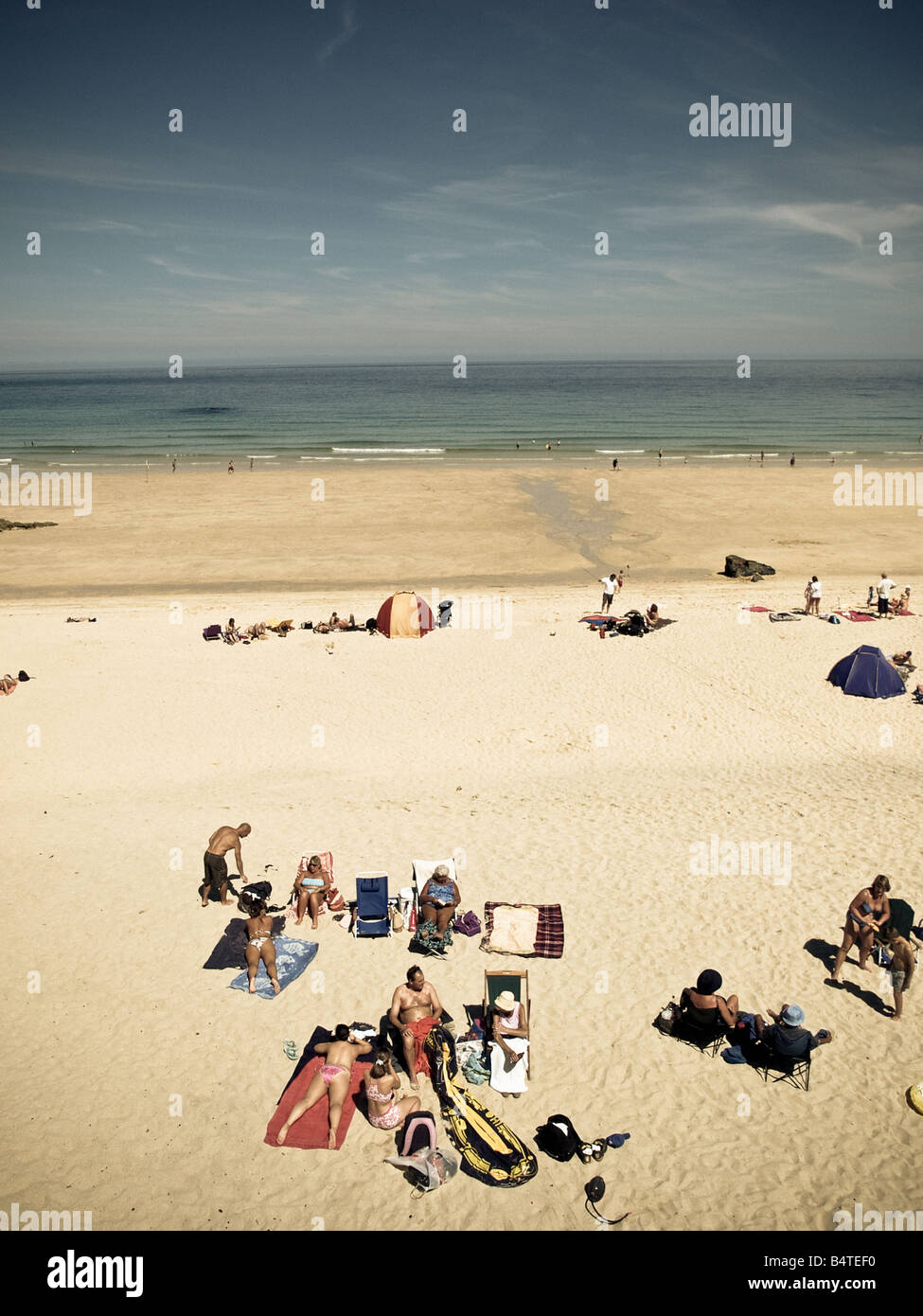 Sunbathers, Porthmeor beach Stock Photo - Alamy