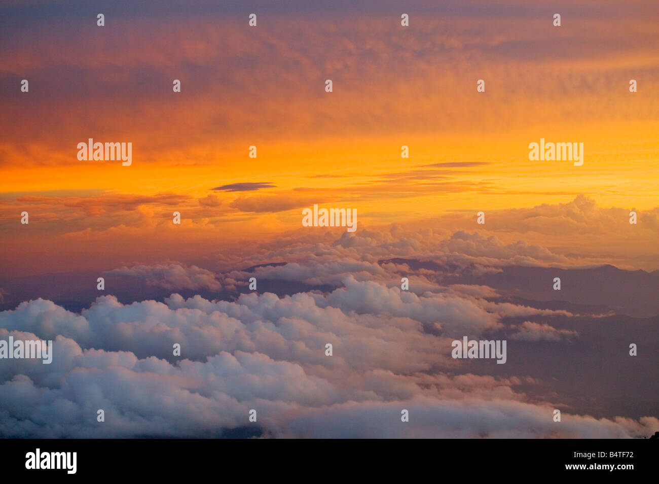A stormy sunset seen from Laban Rata on the upper slopes of Mt Kinabalu ...