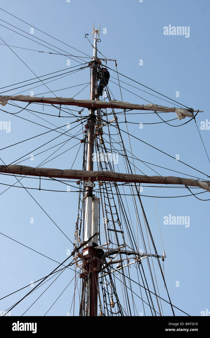 Sailor in the rigging Stock Photo - Alamy