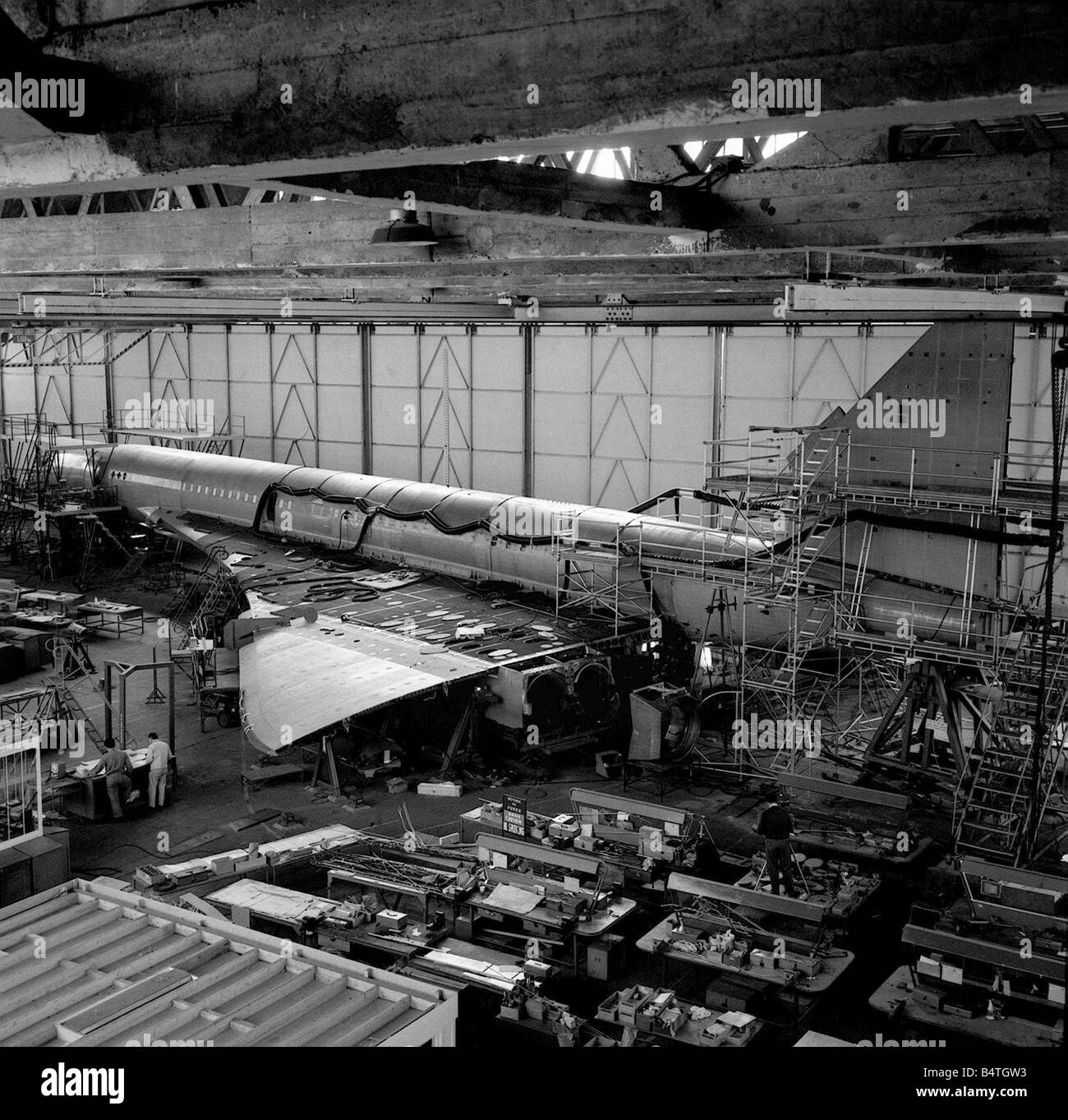 Concorde Aircraft prototype 002 at BAC Filton Bristol Brabazon Hanger ...