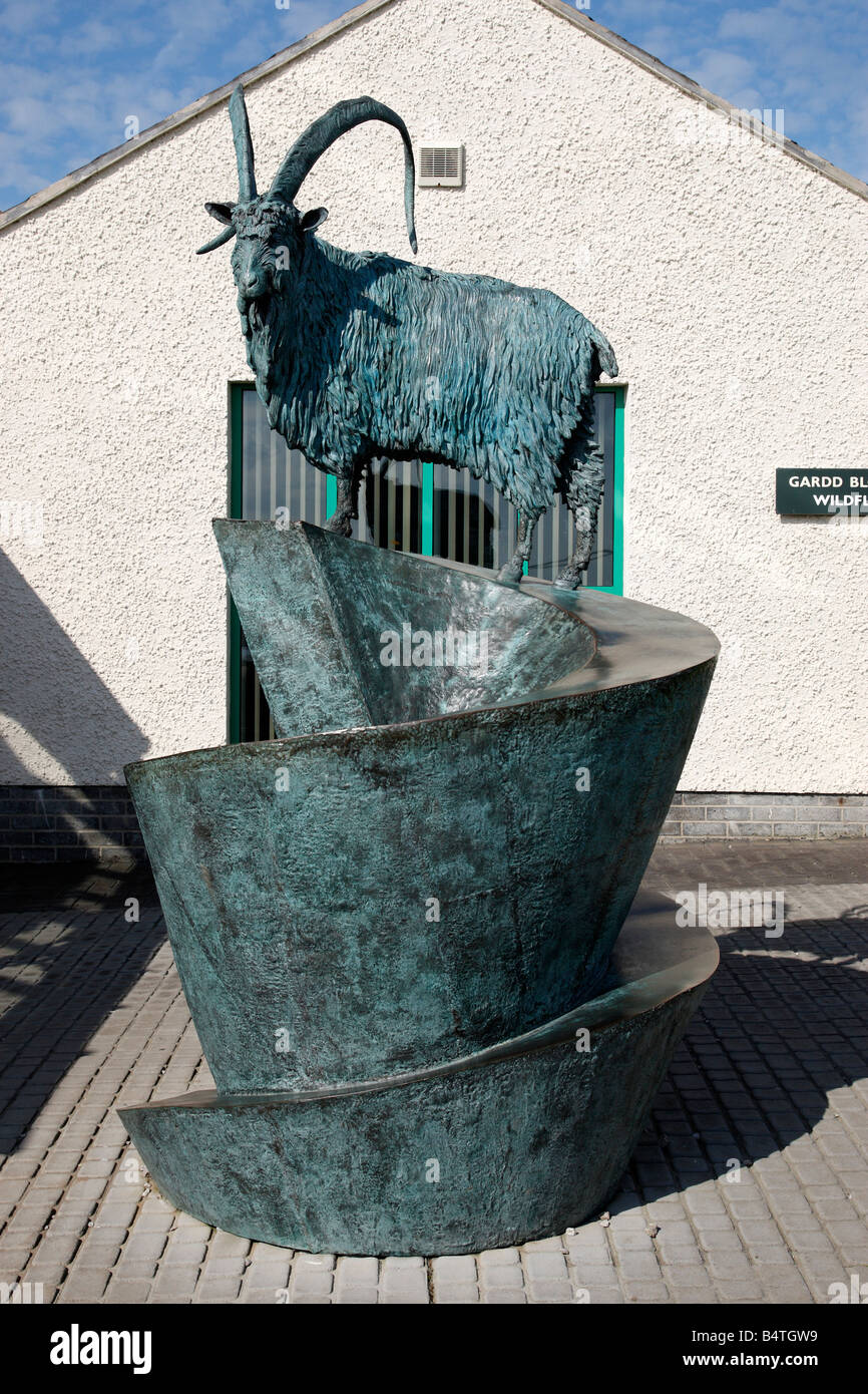 detail of the famous great orme goat at the summit visitors center ...