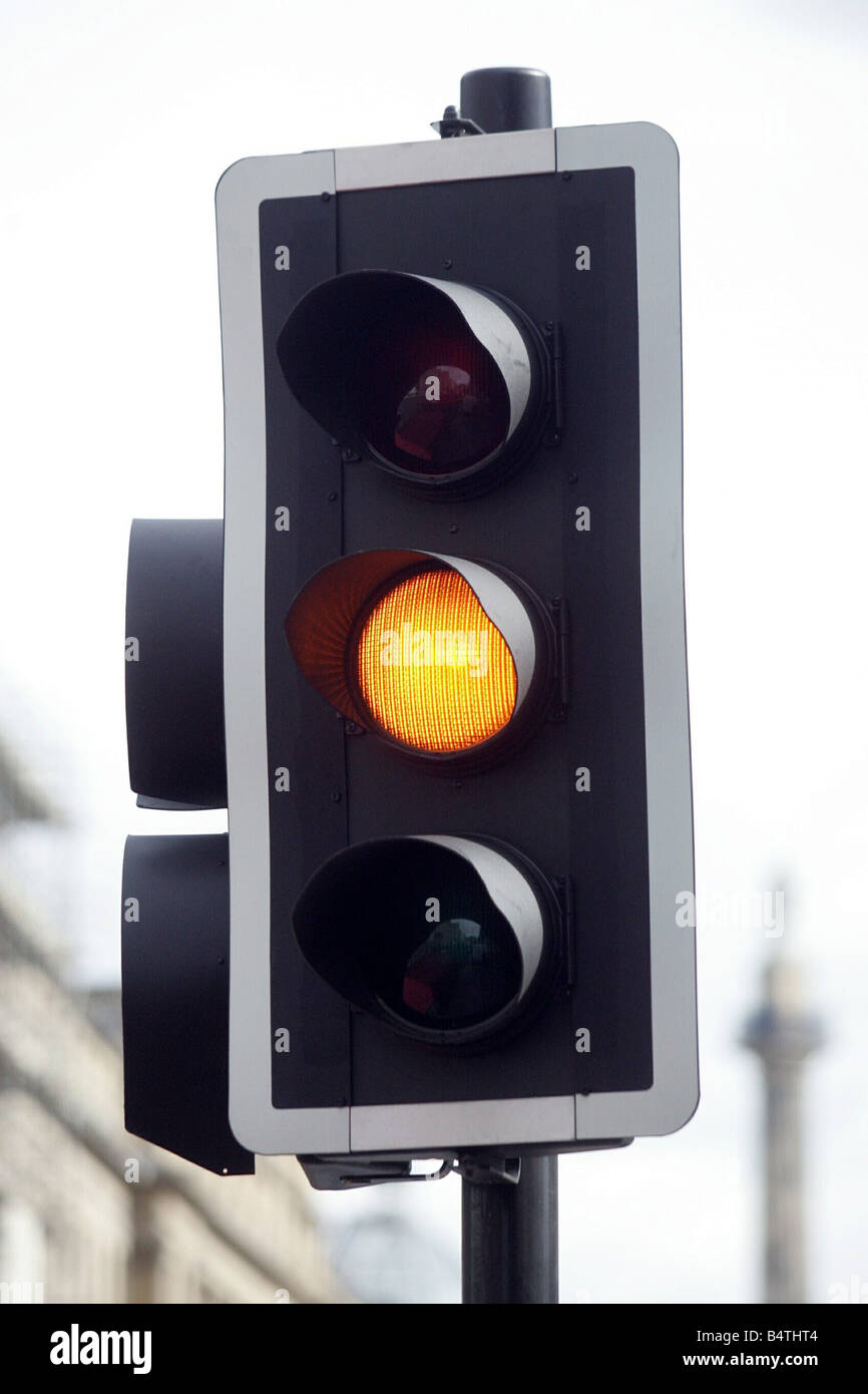 Ready Steady Go Traffic lights on amber Stock Photo - Alamy