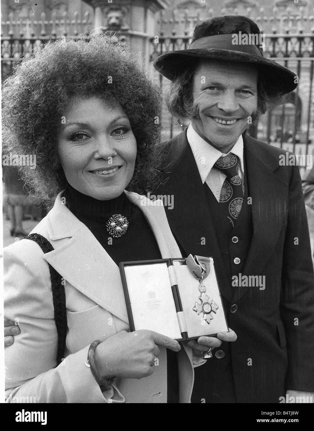 Johnny Dankworth jazz musician with his CBE and wife Cleo Laine 1974 ...