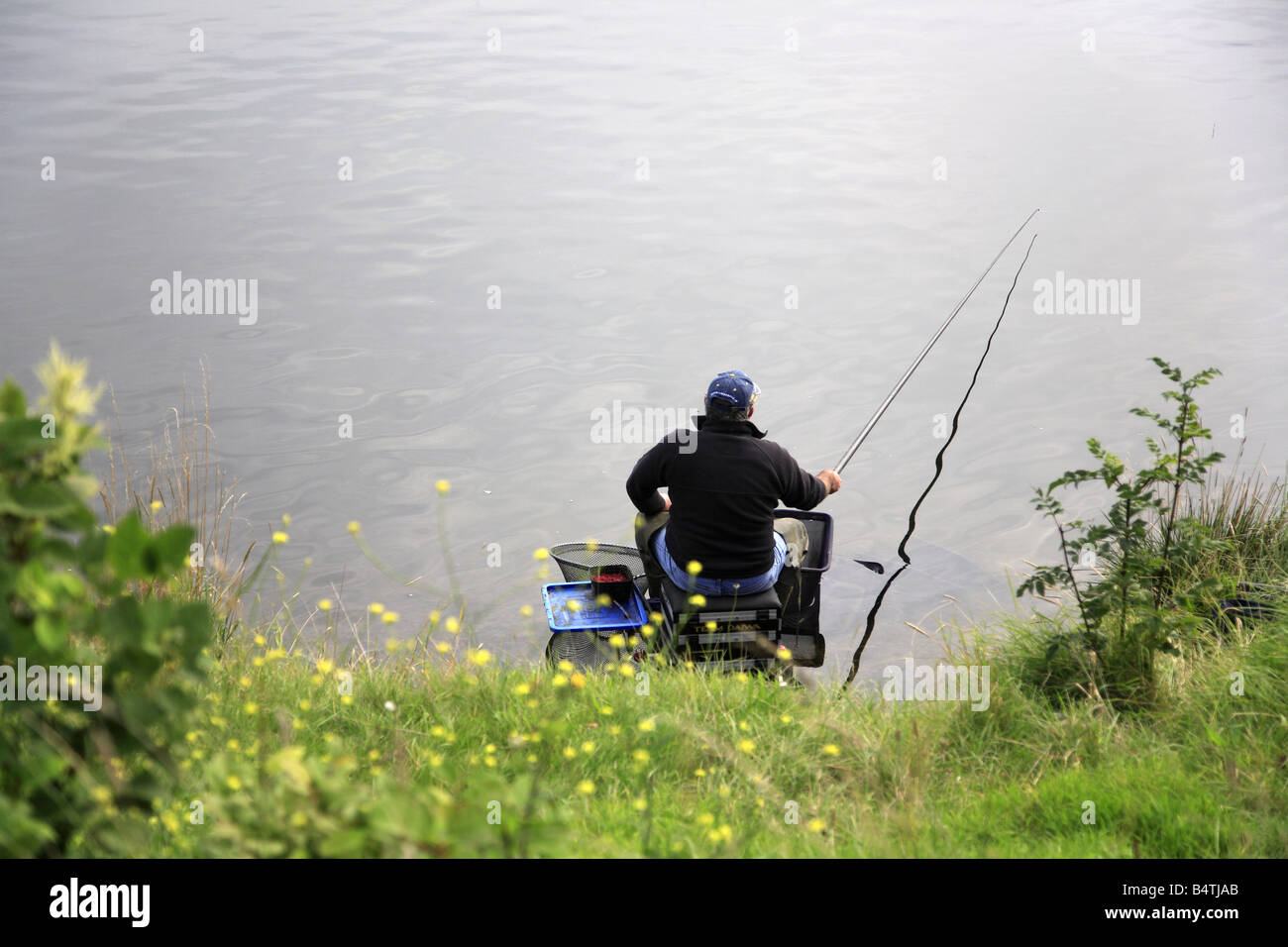 Fisherman on River Taff Cardiff Wales UK Stock Photo - Alamy