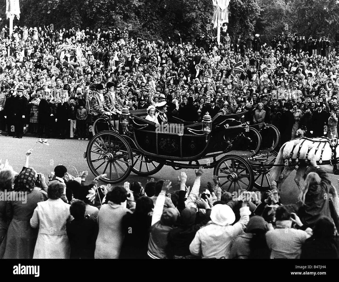 Queen Elizabeth I1 and Prince Philip June 1977 on their way back from ...