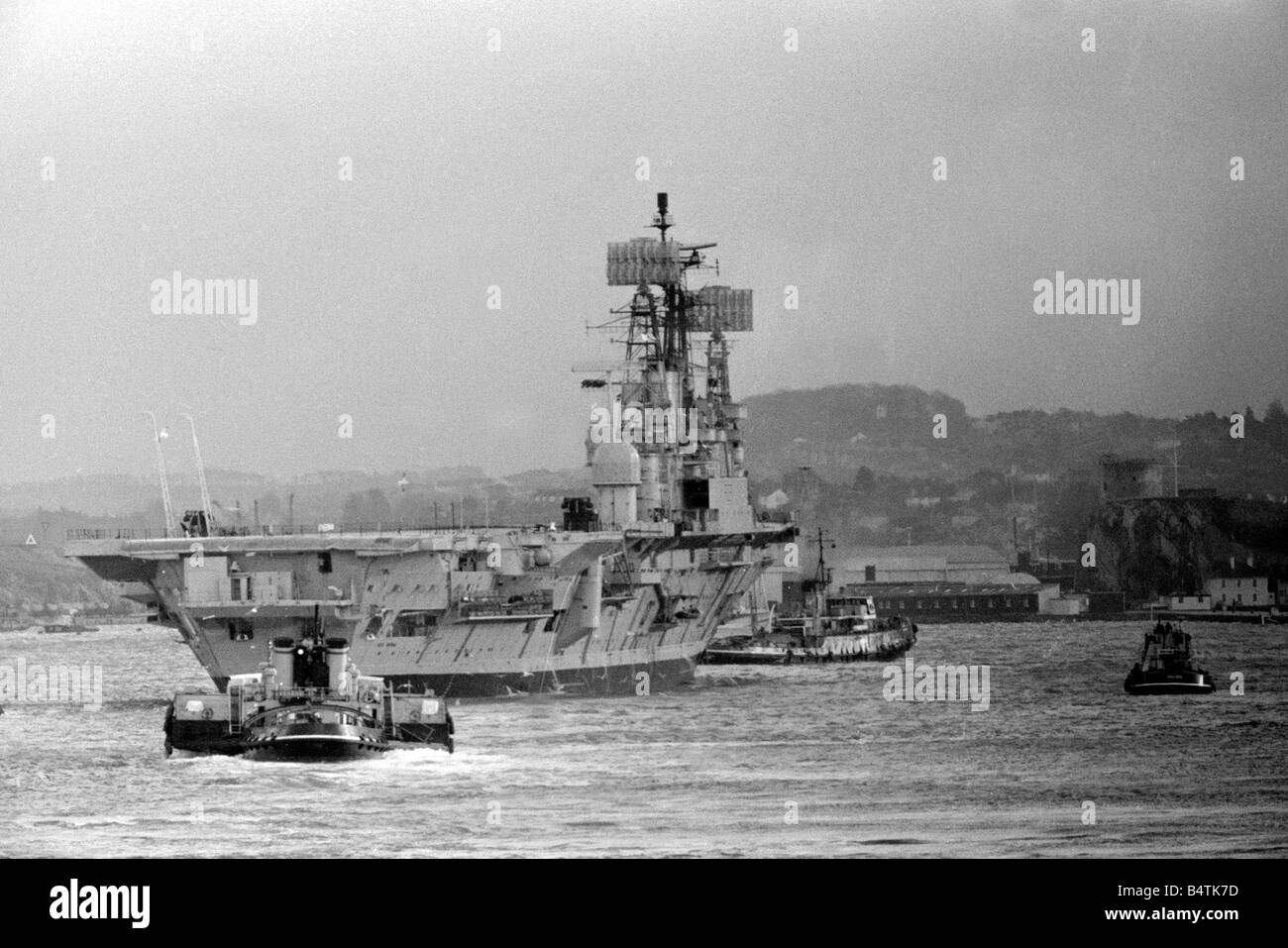 Aircraft carrier HMS Ark Royal on preliminary trials at plymouth Sound ...