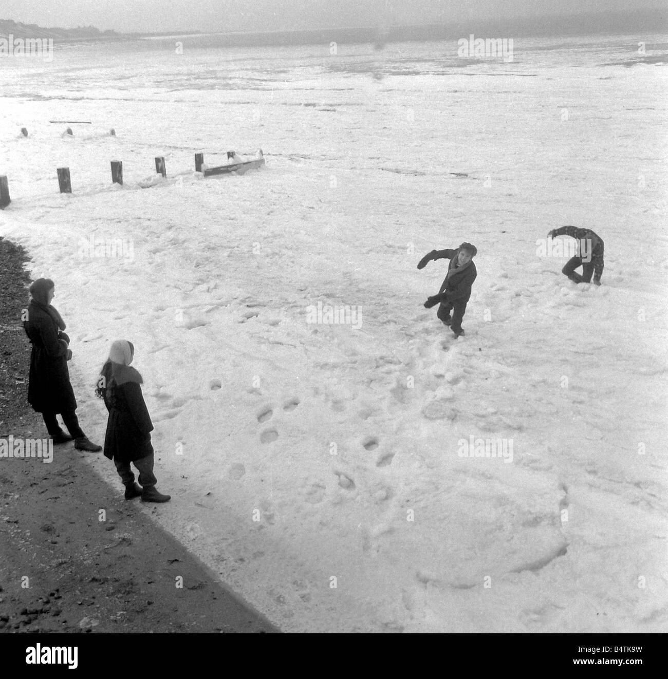 Weather Cold Snow Seaside Having fun at the seaside at Herne Bay two ...