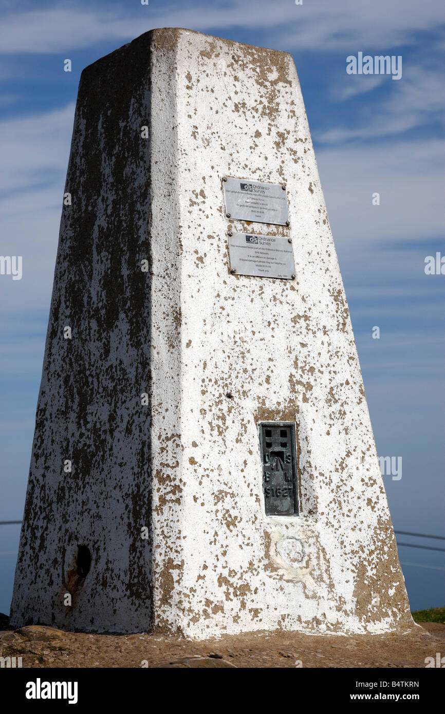 detail of the triangulation pillar on the great orme summit llandudno ...