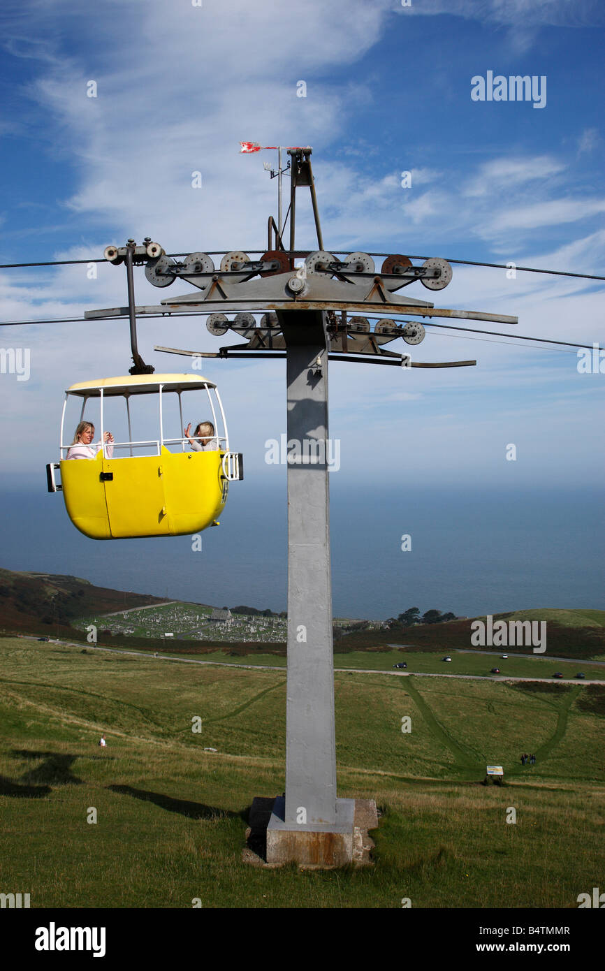 single cable car passes a support pillar for the great orme aerial ...