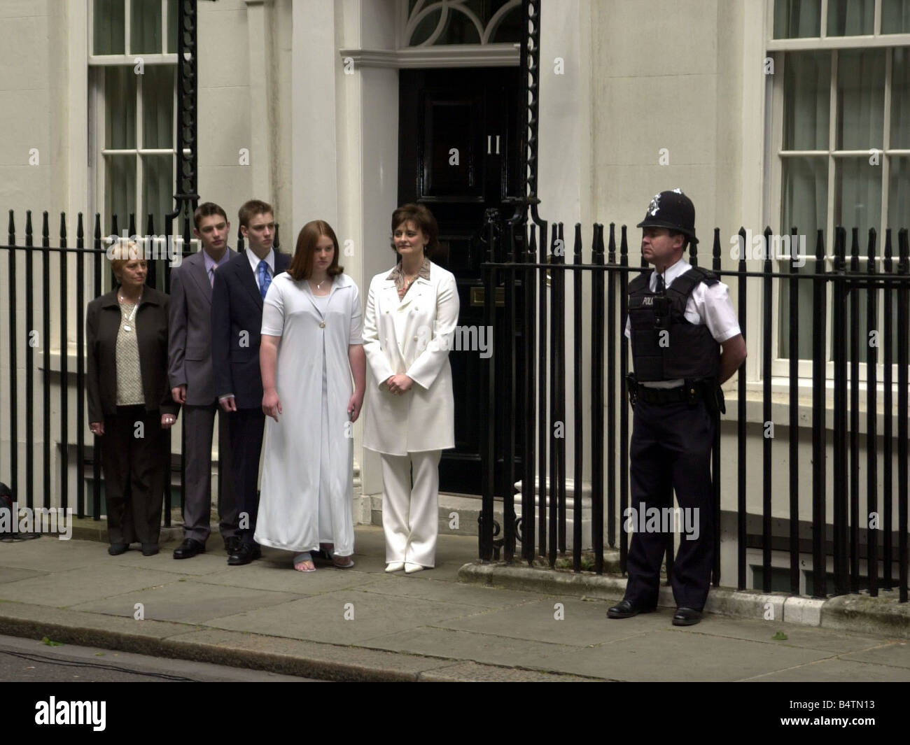 The family of Prime Minister Tony Blair standing in Downing Street June ...