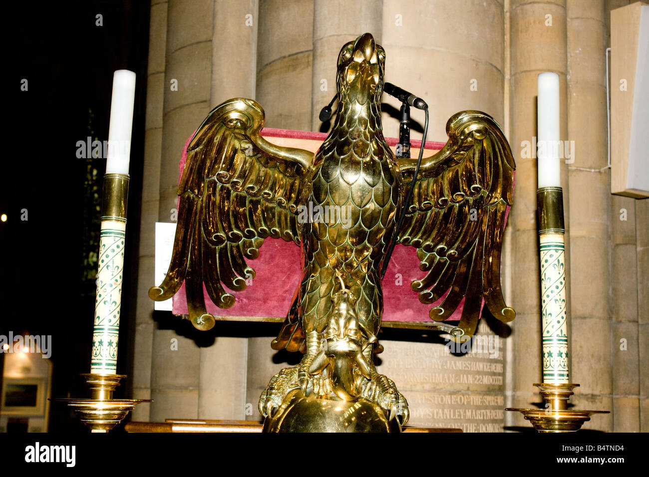 Brass lectern Truro Cathedral Truro Cornwall UK Stock Photo - Alamy