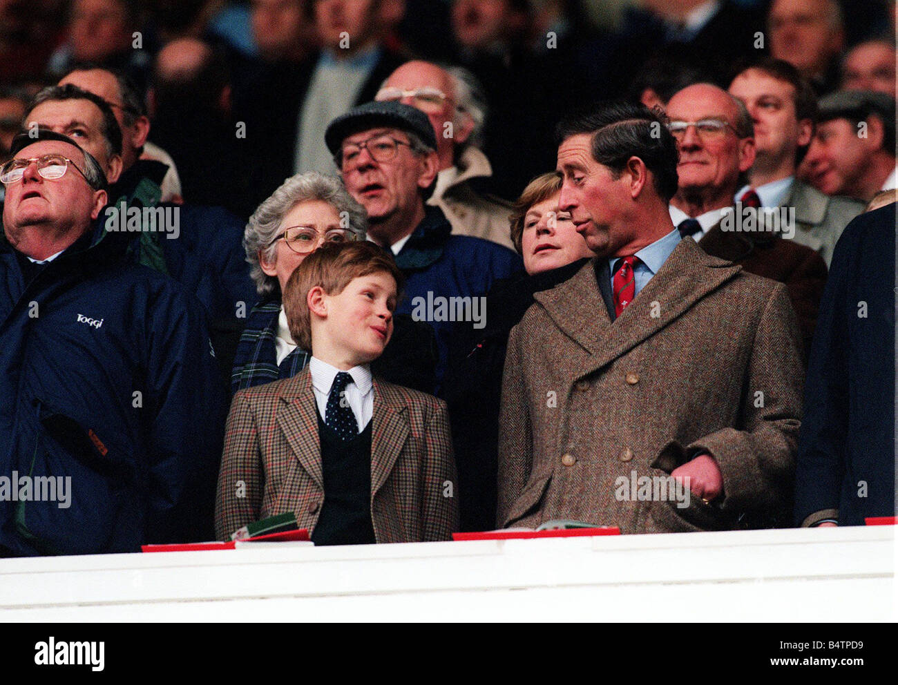 Prince Charles with son Prince Harry at Wales Scotland rugby ...