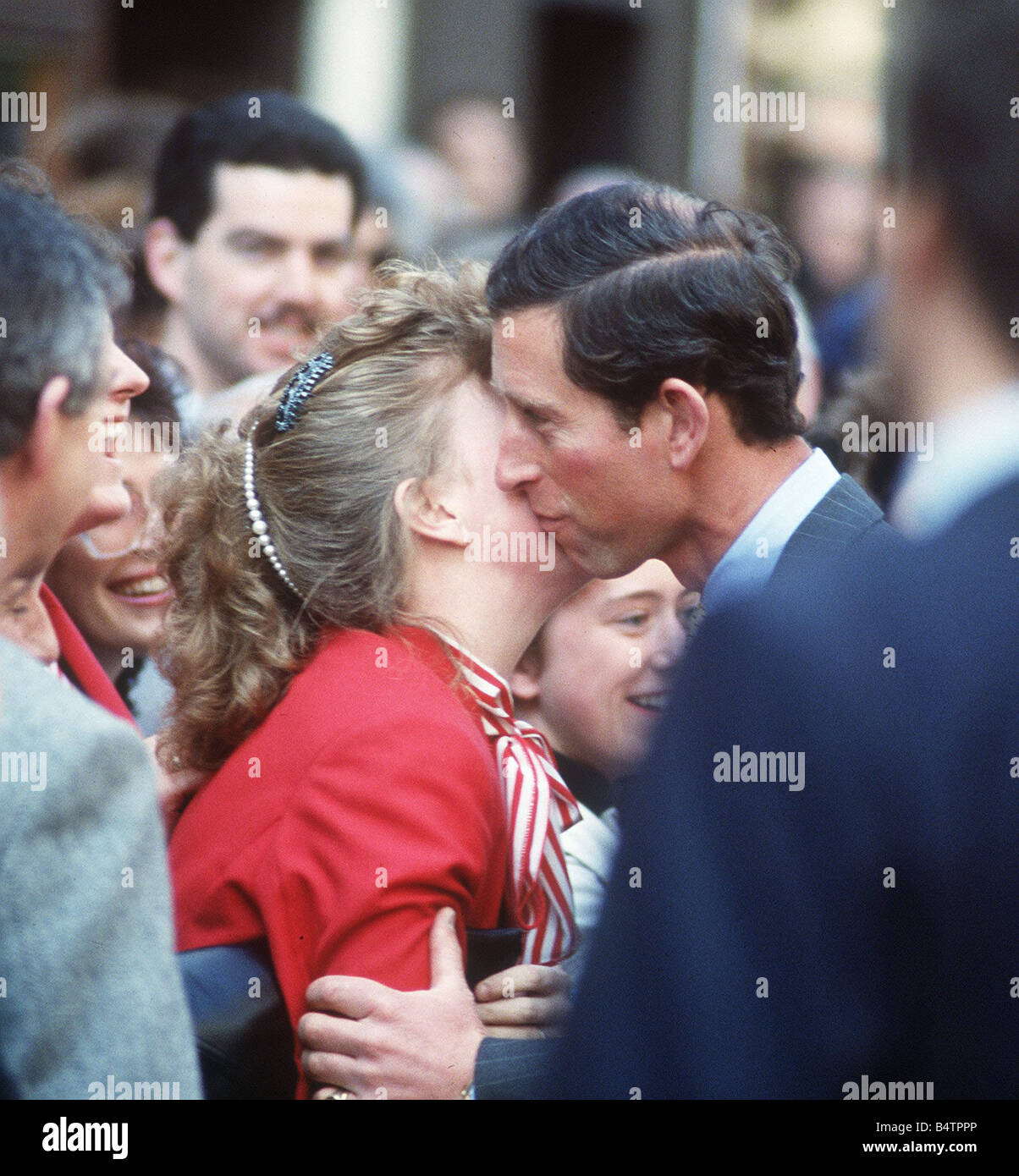 Prince Charles kissing girl on walkabout at the Glasgow Garden Festival ...