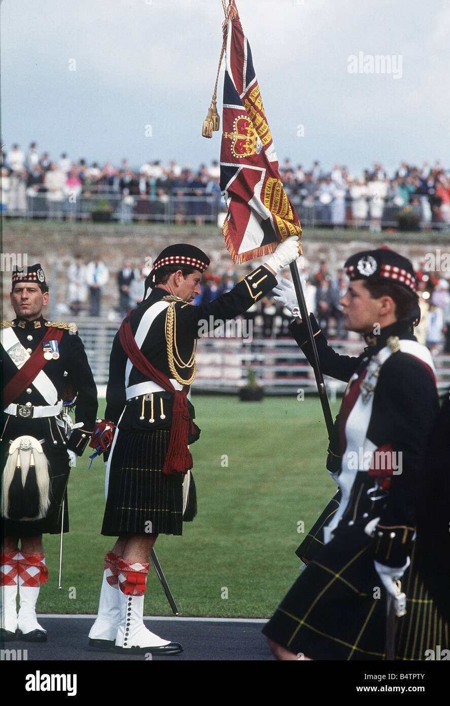 Prince Charles with standard flag in full Scottish military outfit July ...