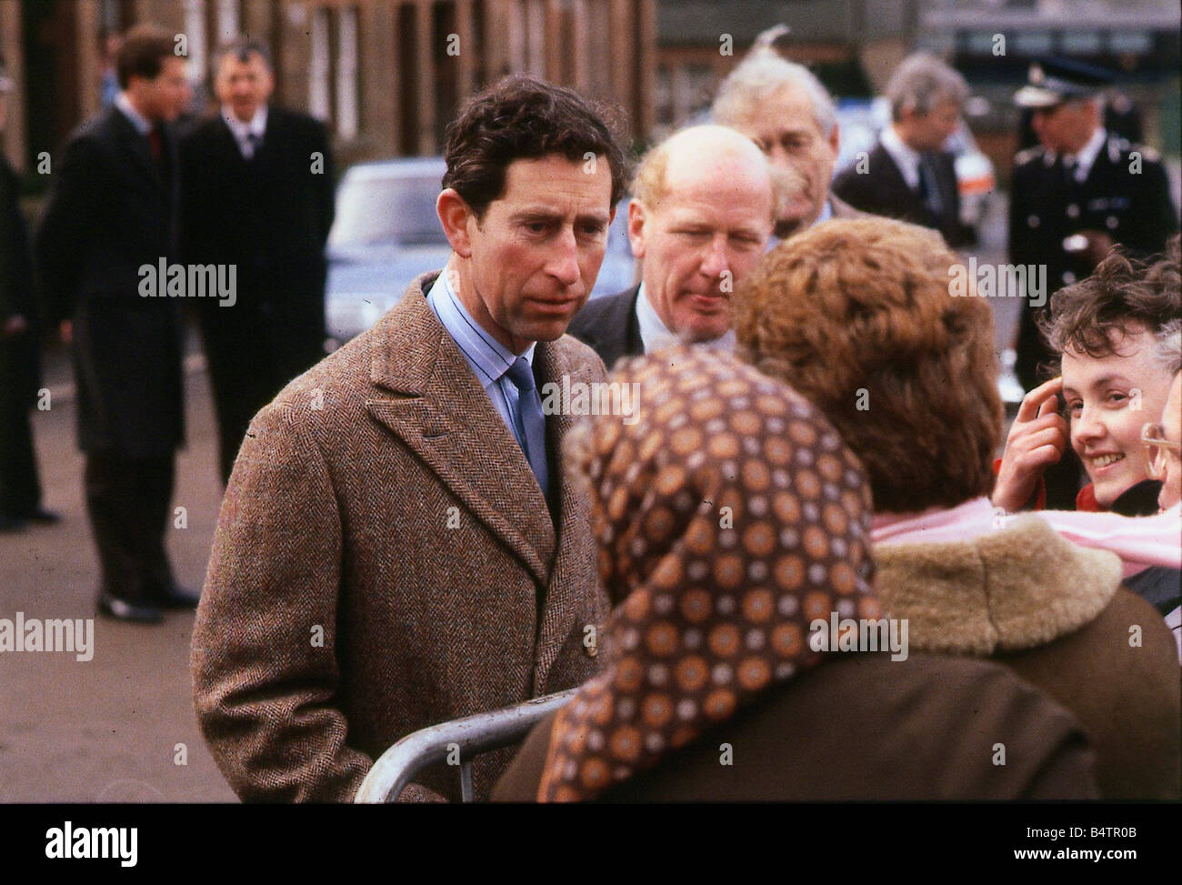 Prince Charles Prince of Wales March 1990 on walkabout talking to the ...