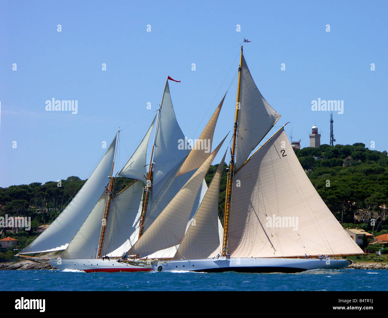 Two big classic yachts racing Stock Photo - Alamy