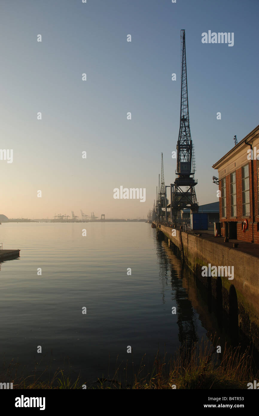 Cranes on Western Docks , Southampton water Stock Photo - Alamy