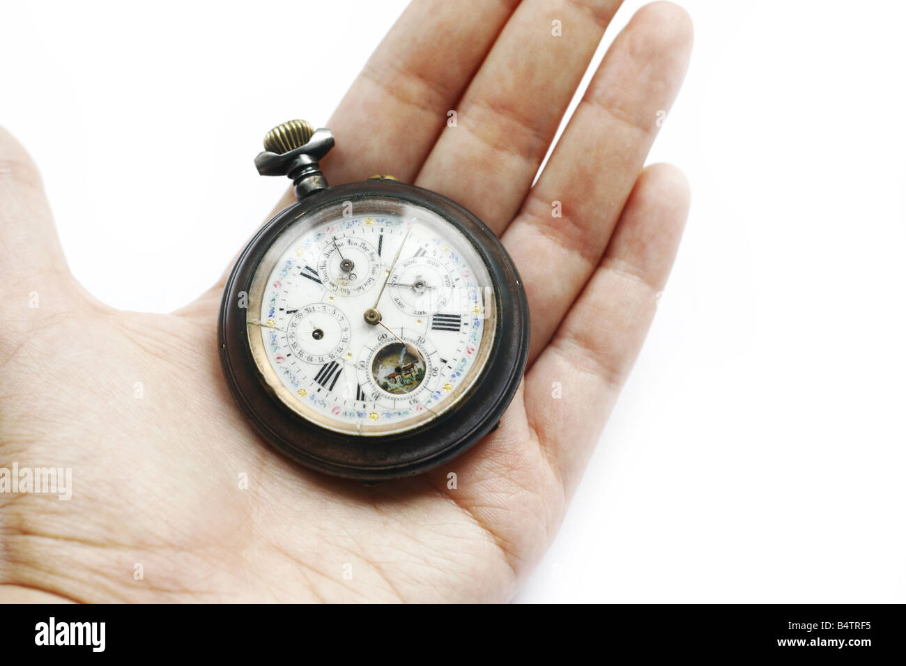 antique pocket watch in hand Stock Photo - Alamy