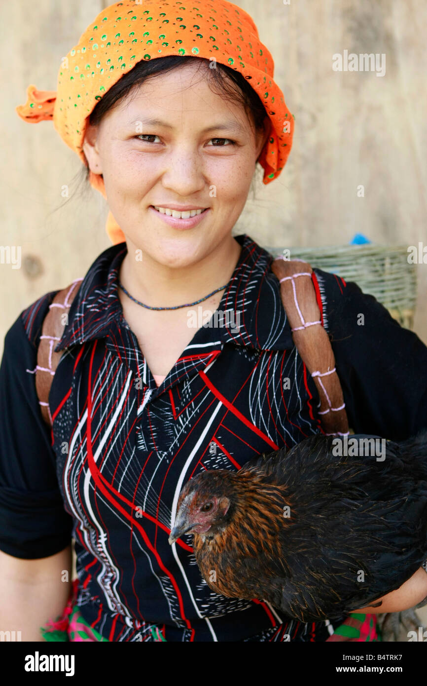 White Hmong tribeswoman at a village in Ha Giang Province, Vietnam ...