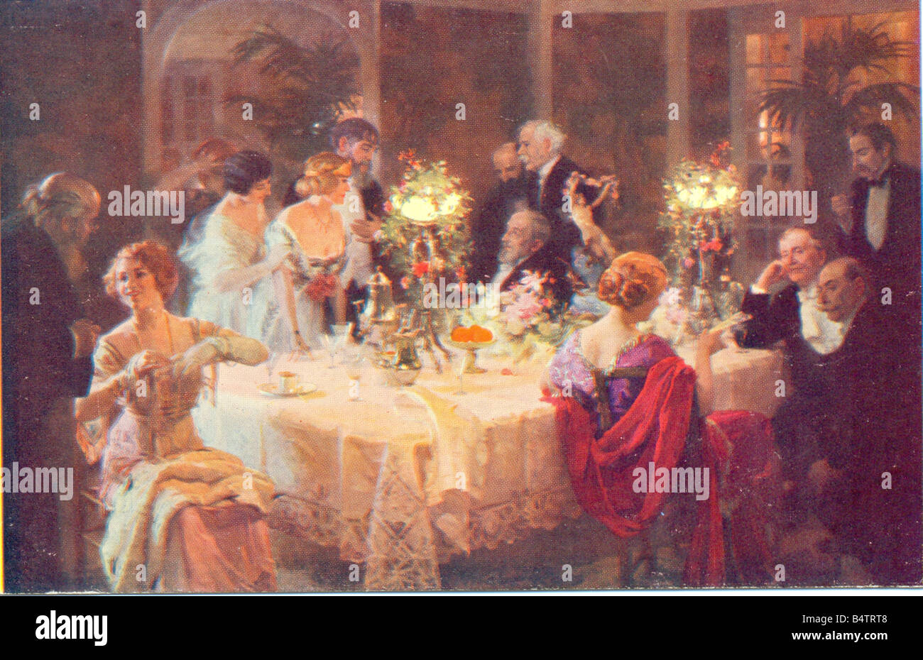 Picture postcard of painting titled After Supper circa 1905 by artist J ...