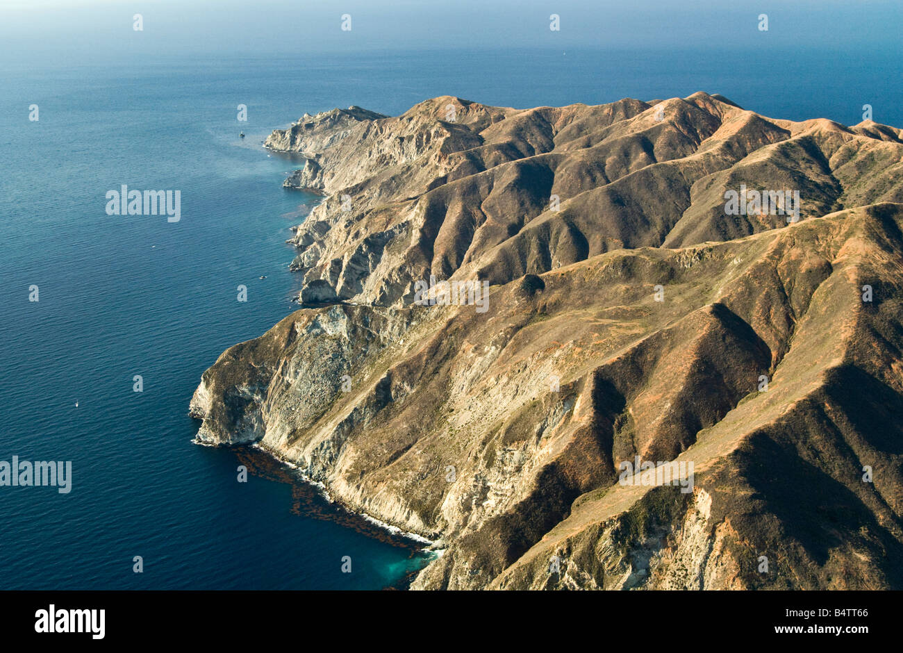 Aerial view of the west end of Catalina Island of the California ...