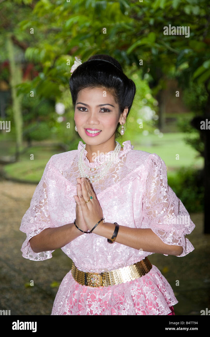 Thai wai greeting, buddhist, respect, culture Thai cultural female ...