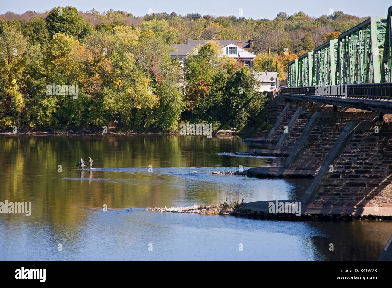 Delaware River fisherman under the Frenchtown Bridge Stock Photo - Alamy
