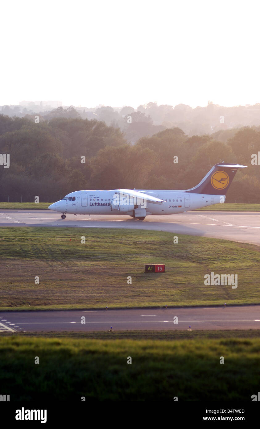 Lufthansa CityLine Avro RJ85 aircraft about to take off at Birmingham ...
