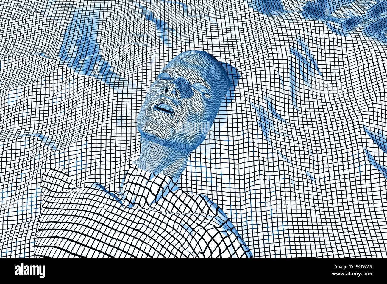 Wireframe man emerging from a wireframe world Stock Photo - Alamy