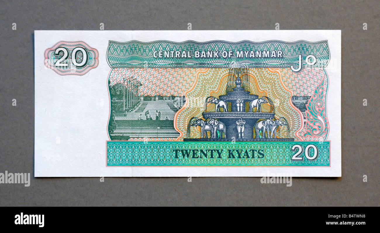 Myanmar 20 Twenty Kyat Bank Note Stock Photo - Alamy