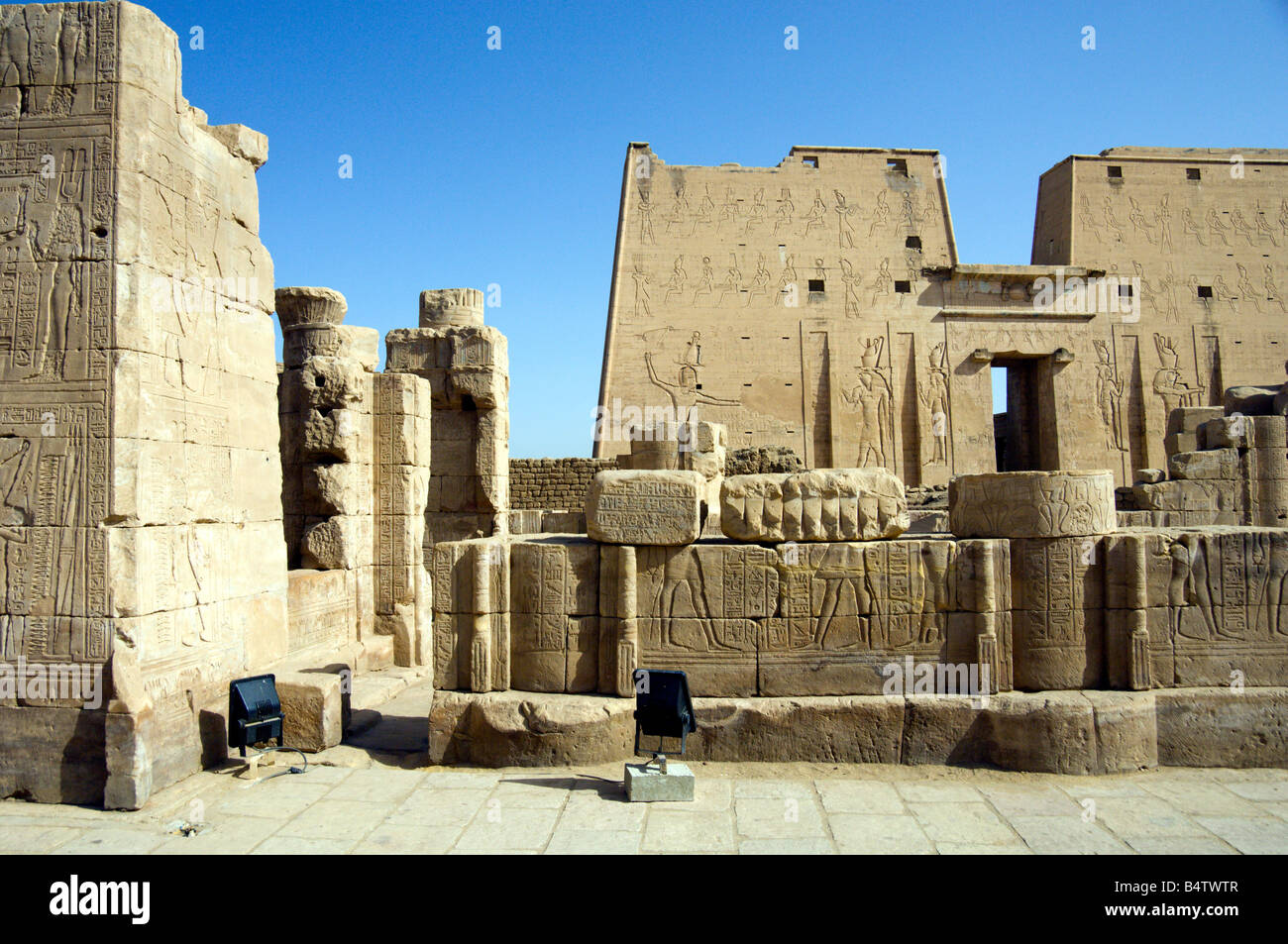 The ruins and remains of the Horus Temple at Edfu Egypt Stock Photo - Alamy