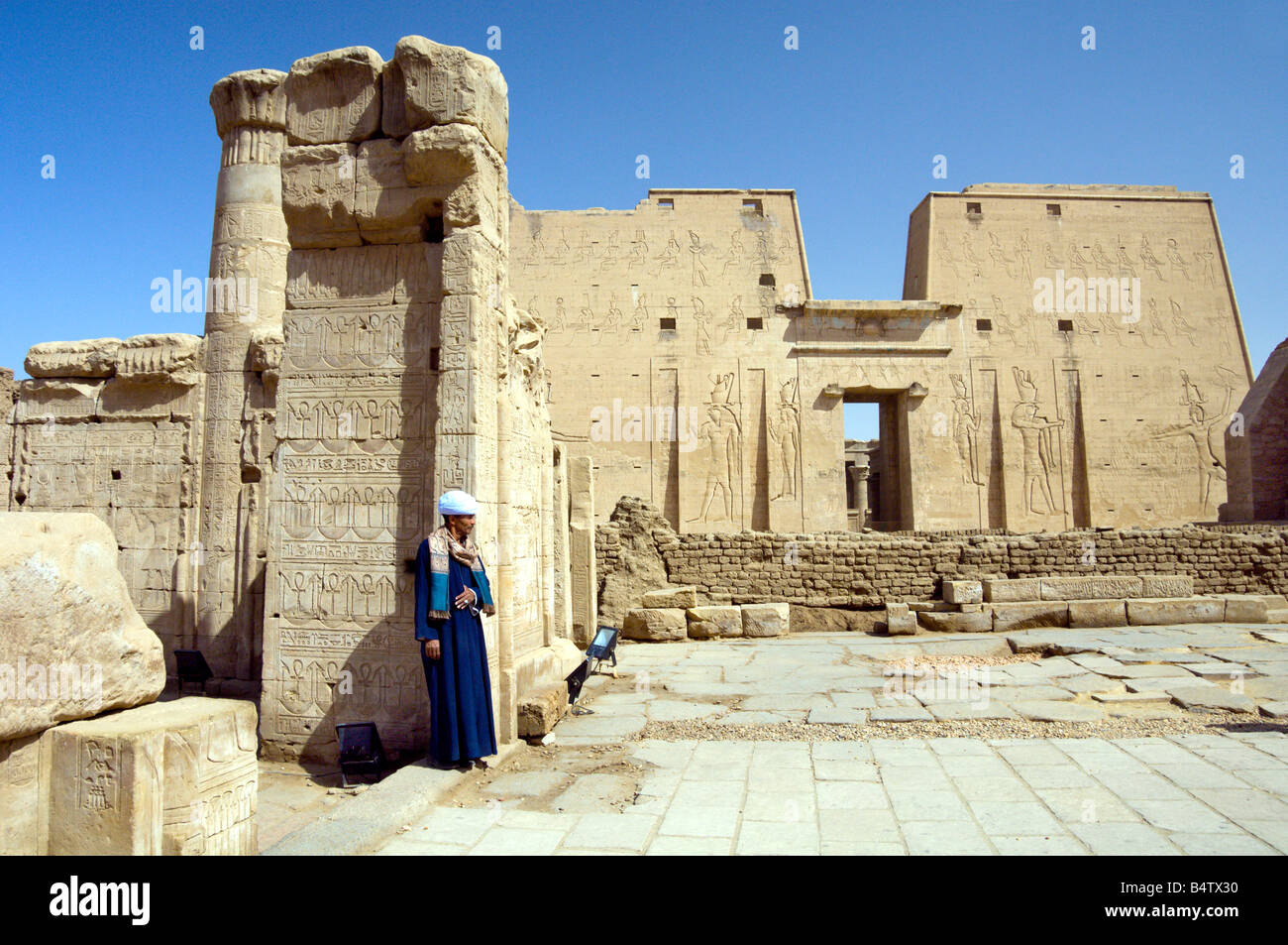 The ruins and remains of the Horus Temple at Edfu Egypt Stock Photo - Alamy