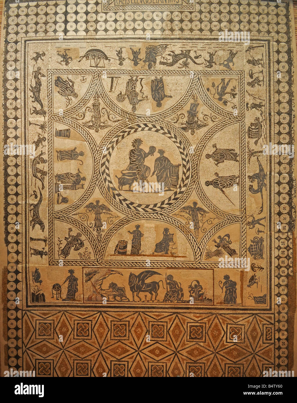 Roman mosaic design art on display National Museum of Roman Art Merida ...