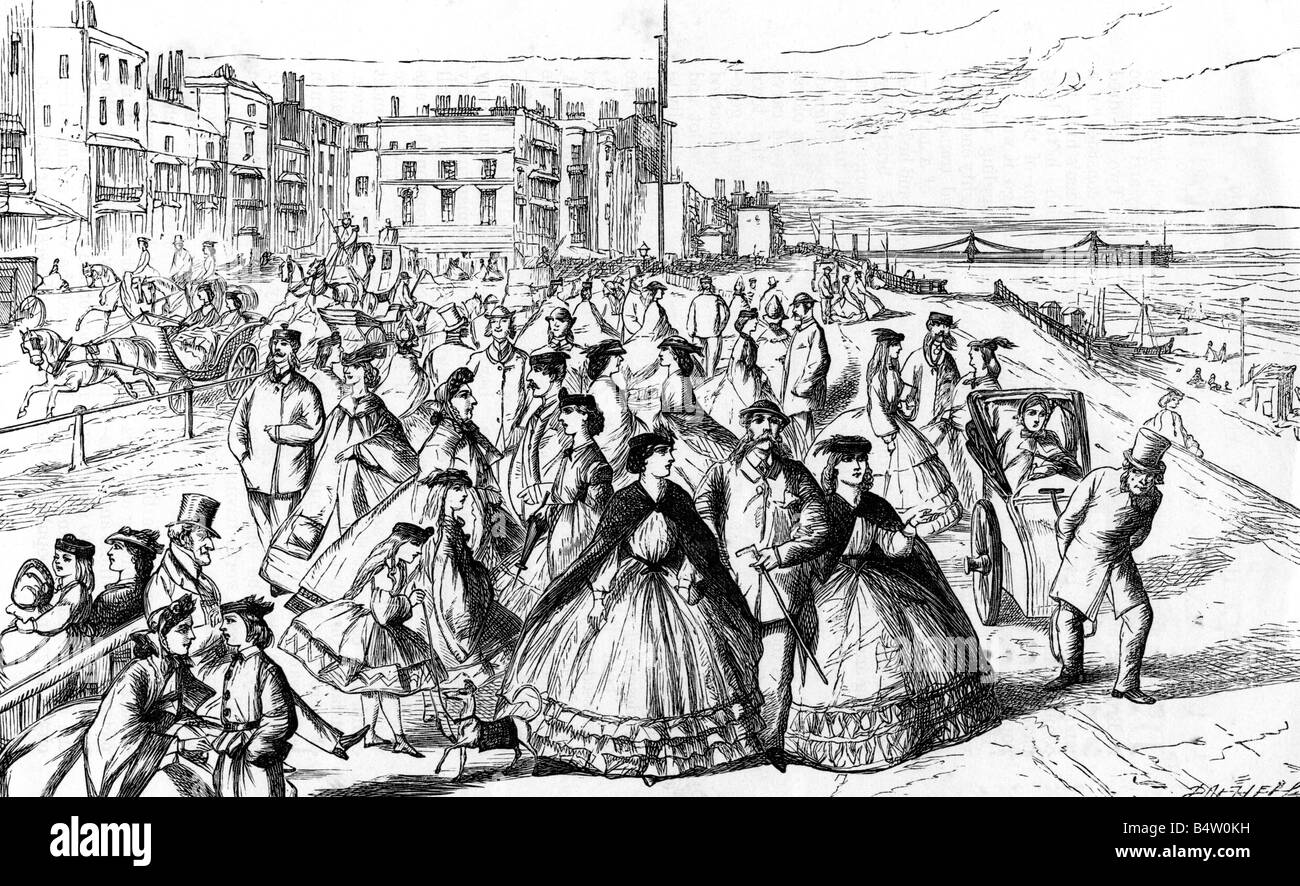 geography / travel, Great Britain, Brighton, promenade, drawing by ...