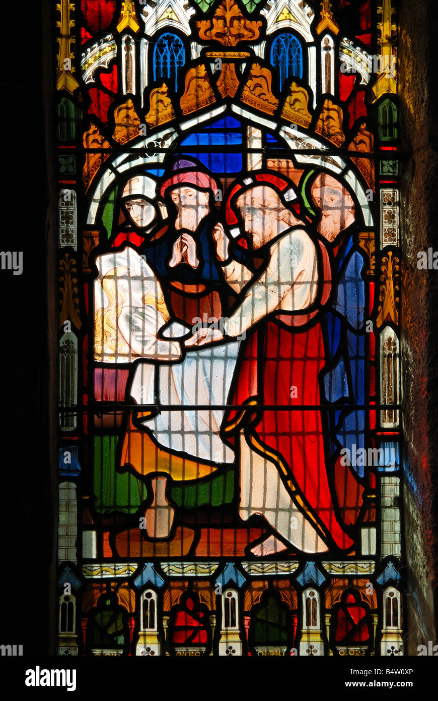 a stained glass window from st.winwallow church at church cove,cornwall ...