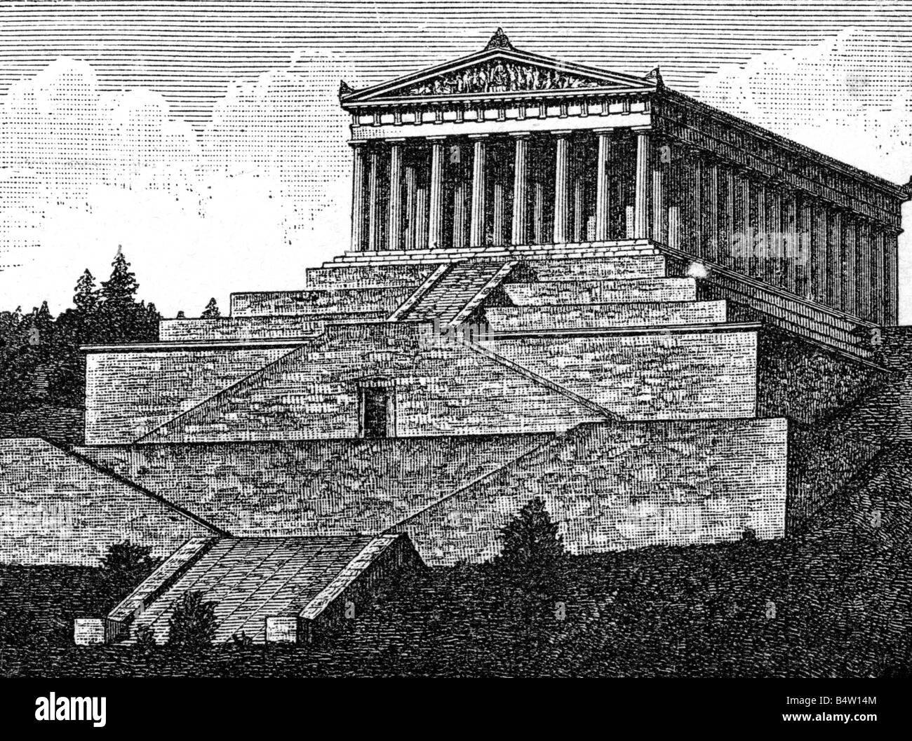 Leo von klenze exterior view wood engraving hi-res stock photography ...