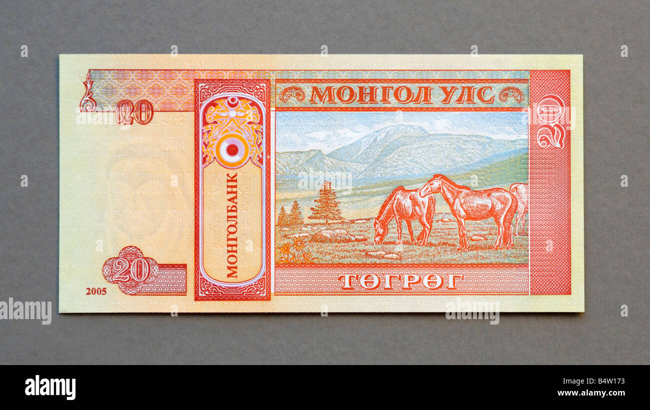 Mongolia 20 Twenty Tugrik Bank Note Stock Photo - Alamy