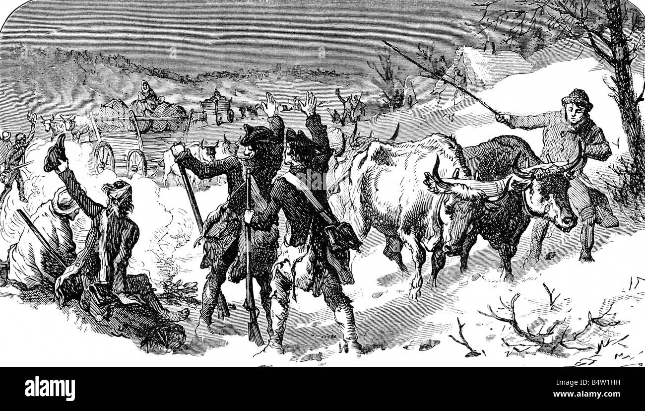 Continental army camp valley forge Black and White Stock Photos ...