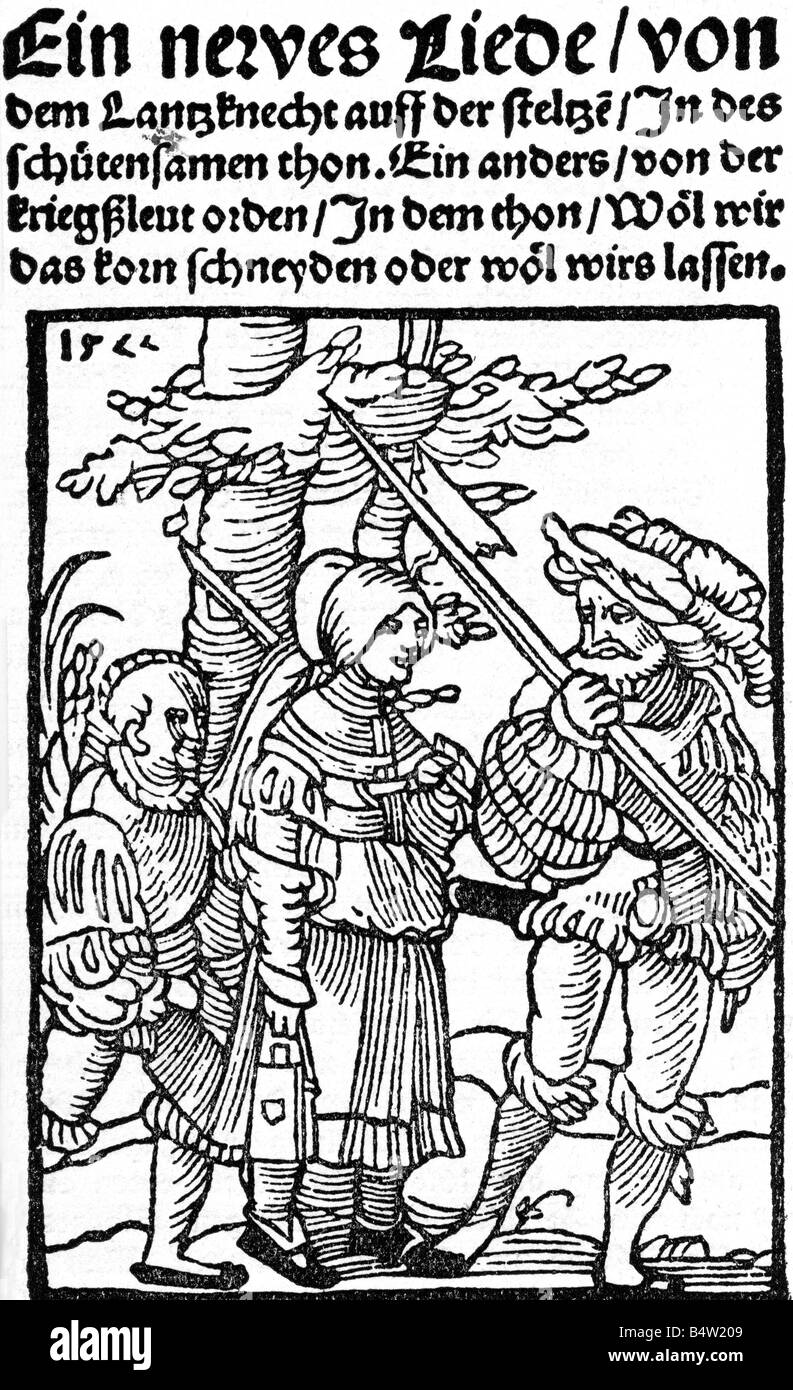 military, Landsknechts, Landsknecht and his family, title of a ...
