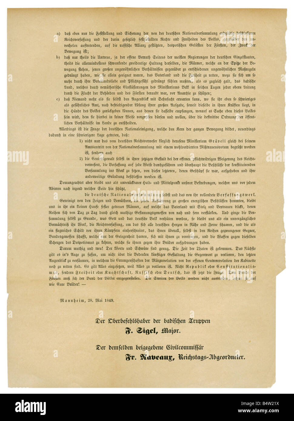 events, revolutions 1848 - 1849, Germany, Baden, appeal to the German ...