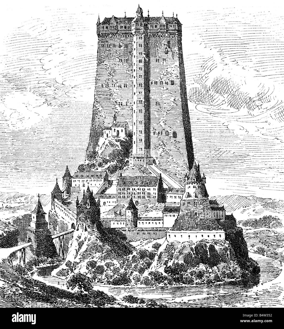 architecture, castles, France, Fleckenstein Castle, exteror view, wood ...