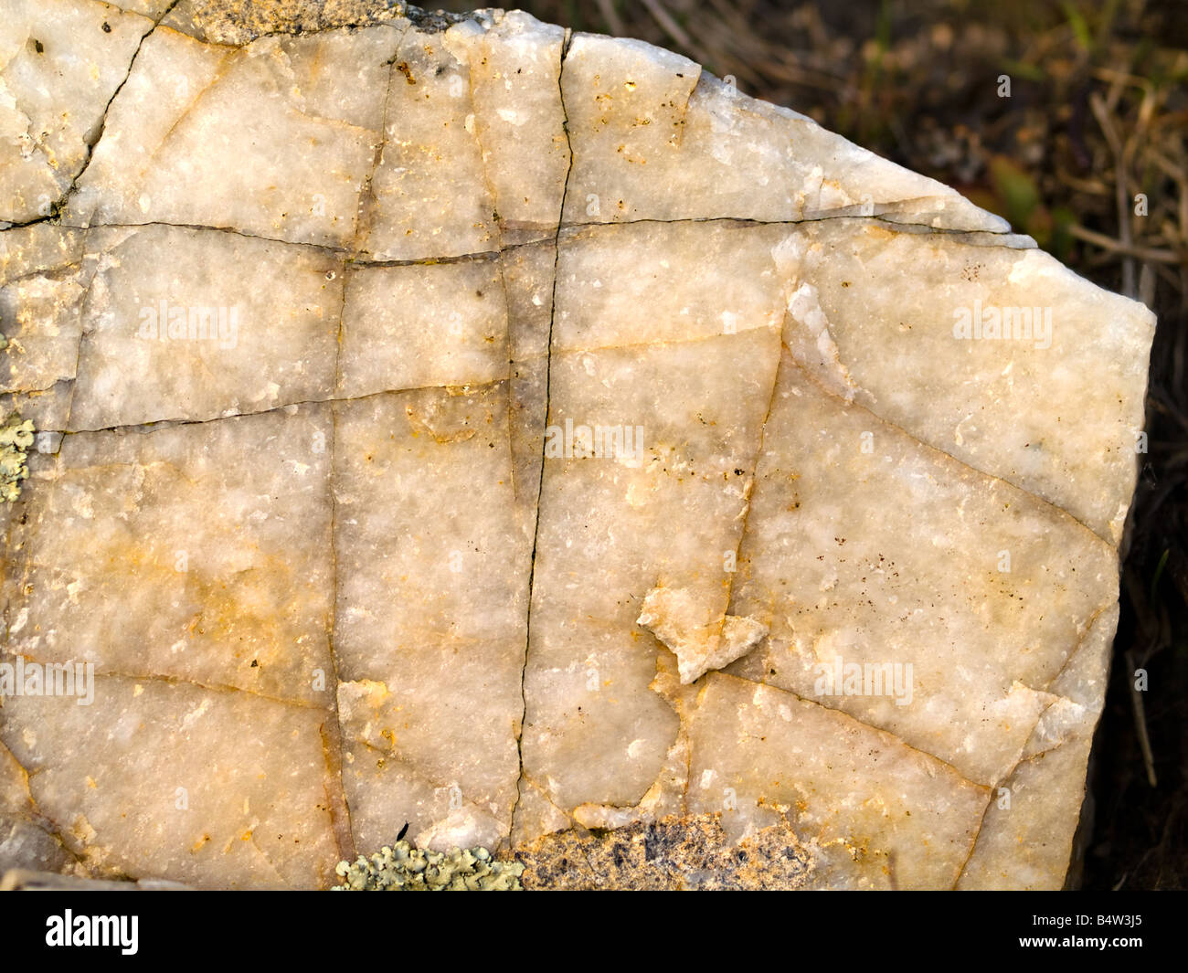 Milky quartz sample extruding from a cliff on an island in the thousand ...