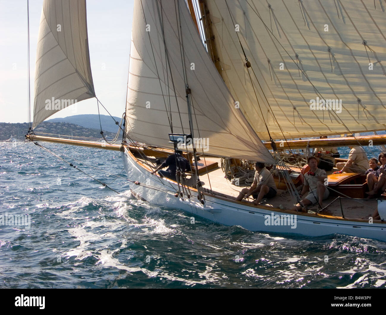 Classic yacht Partridge racing in St Tropez Stock Photo - Alamy