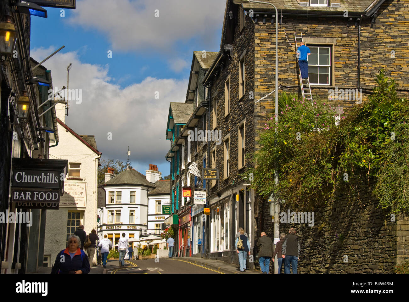 Ambleside street scene Lake District UK cumbria united kingdom England ...