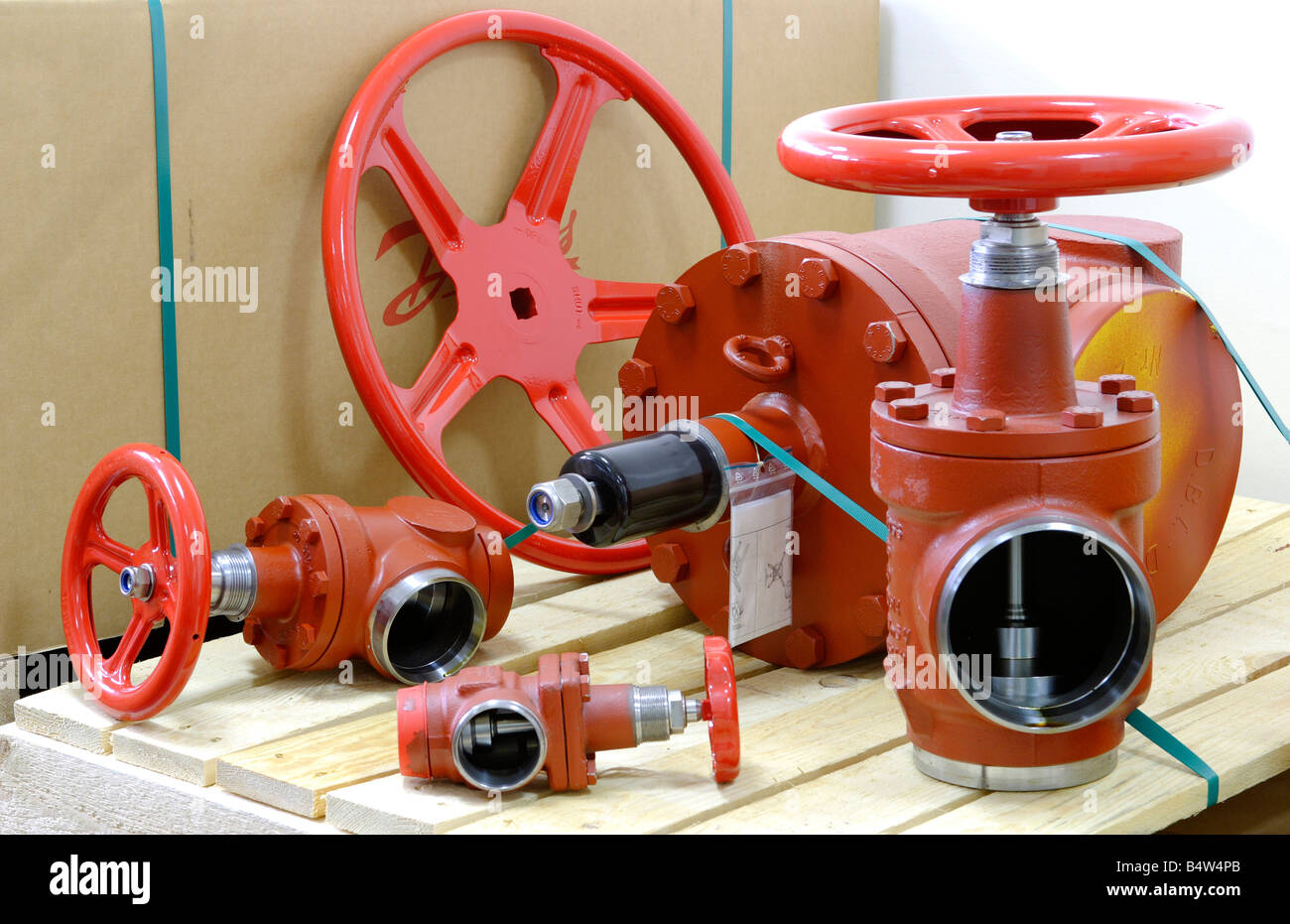 new industrial valves on cardboard packing Stock Photo - Alamy