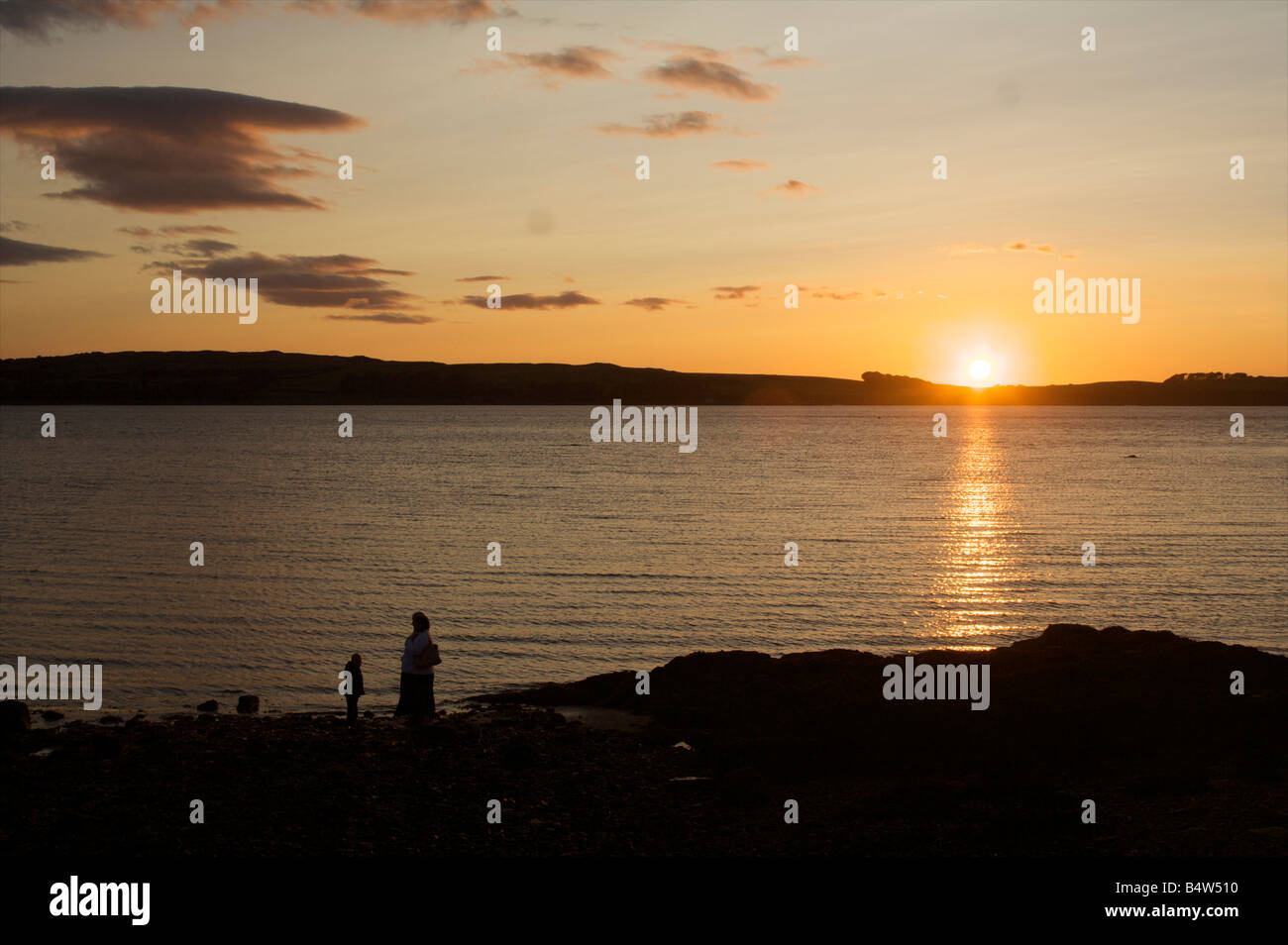 sunset largs viking festival silhouette sea water people group , west ...