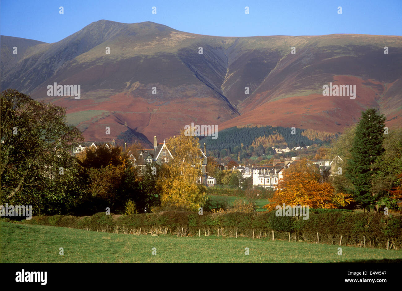 Autumn view of Keswick the largest town in the Lake District National ...