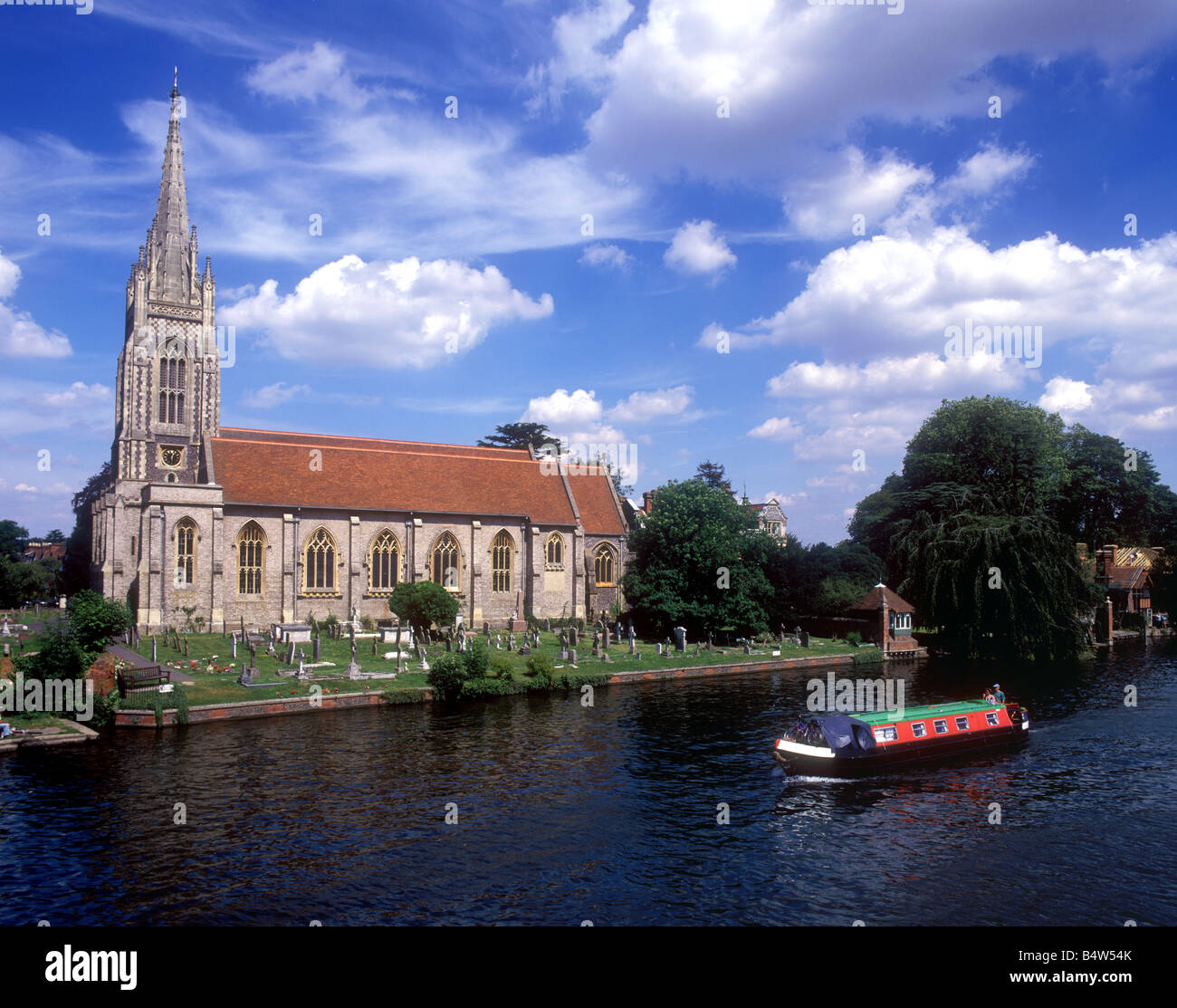 All Saints Church overlooking the River Thames at Marlow Stock Photo ...