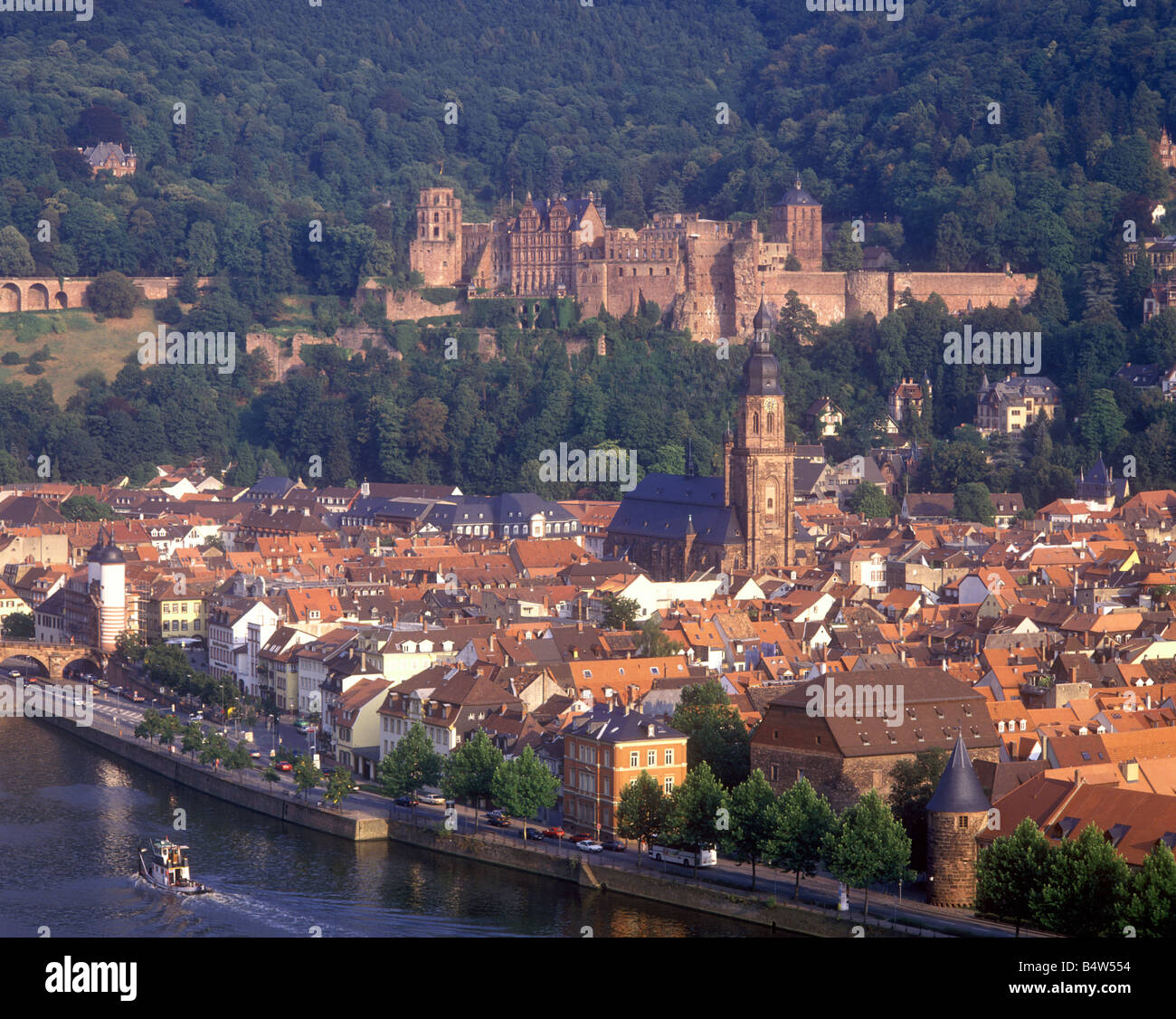 View over the university city of Heidelberg on the River Necker Stock ...